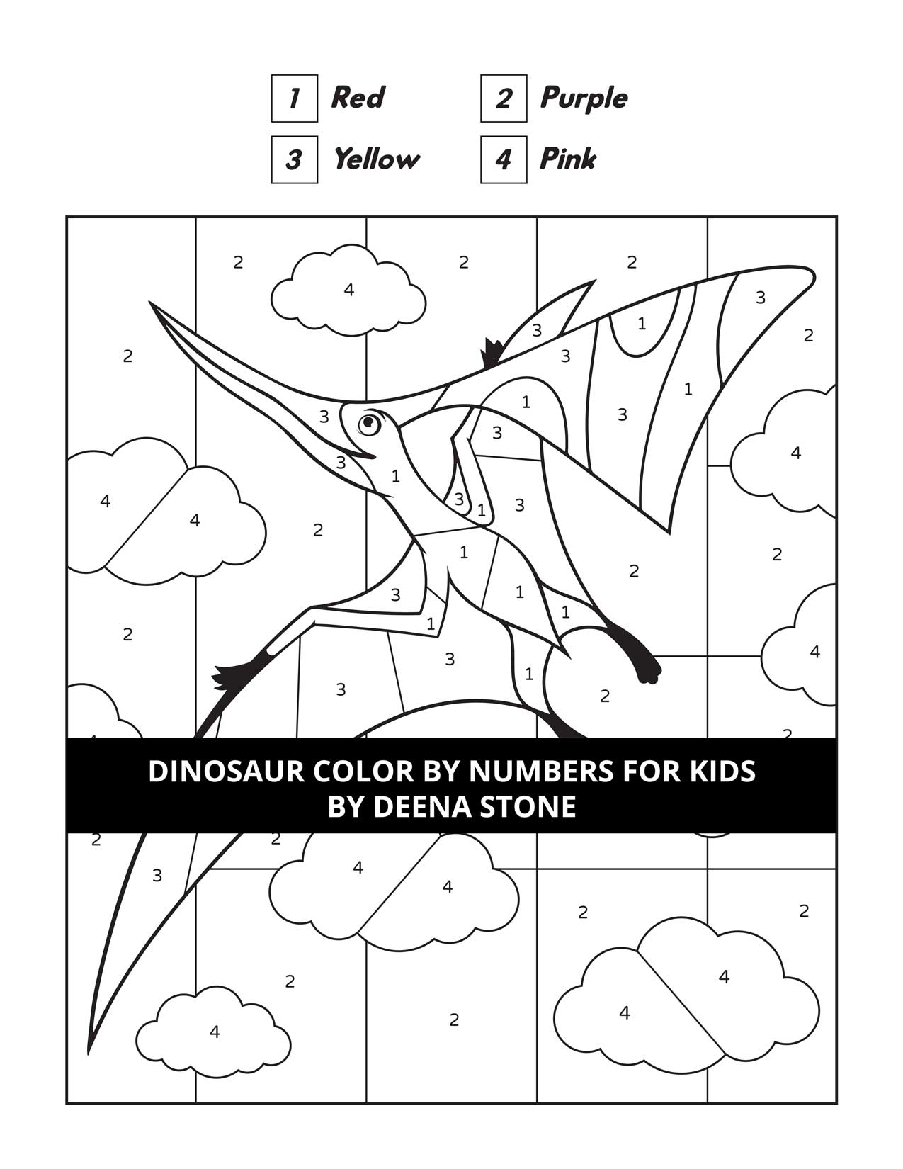 Dinosaur Colour By Numbers - Worksheet24