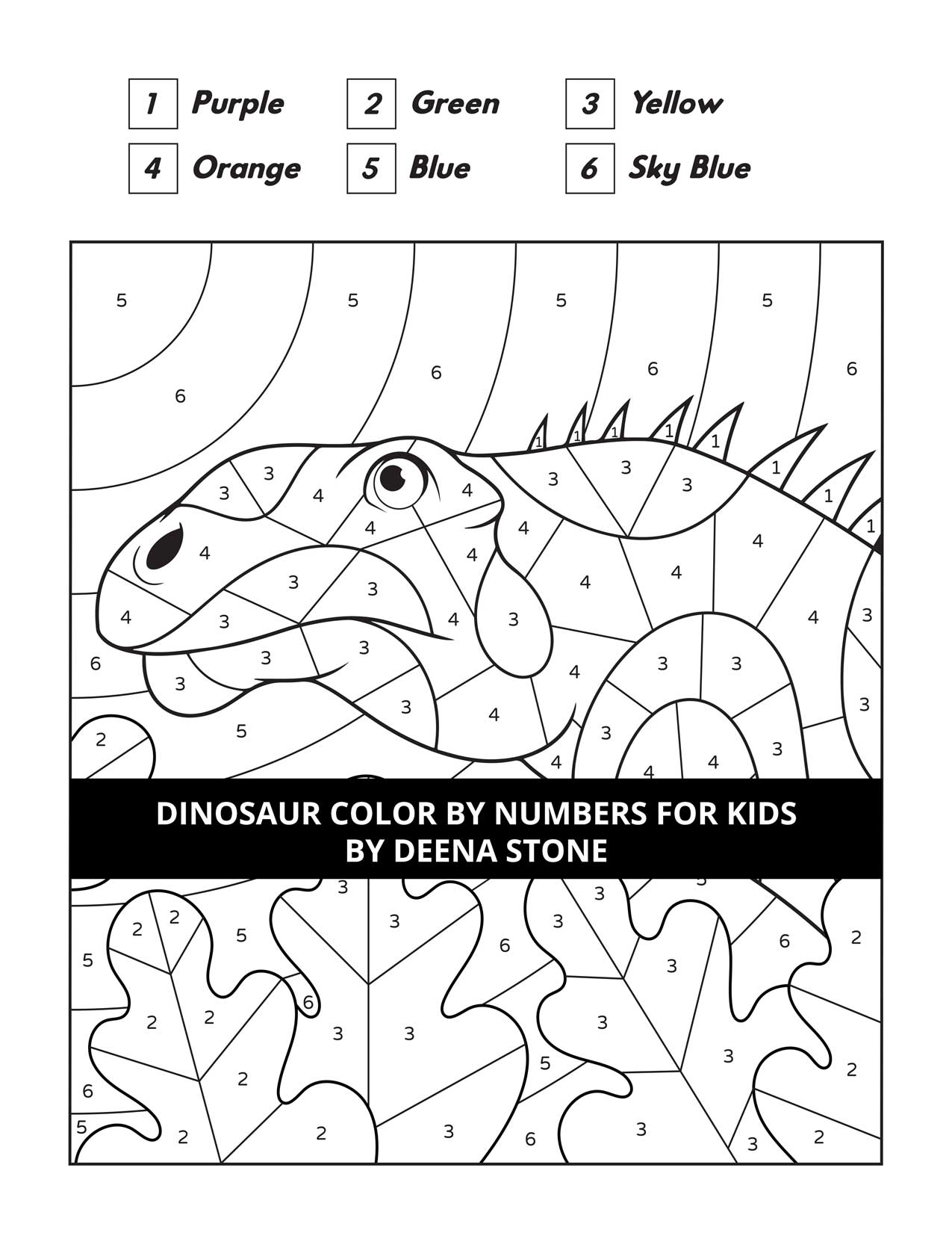 Dinosaur Colour By Numbers - Worksheet24