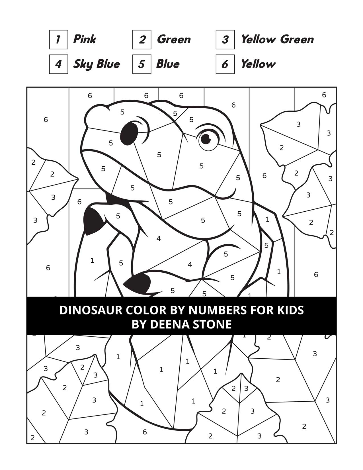 Dinosaur Color By Numbers For Kids - Deena Stone
