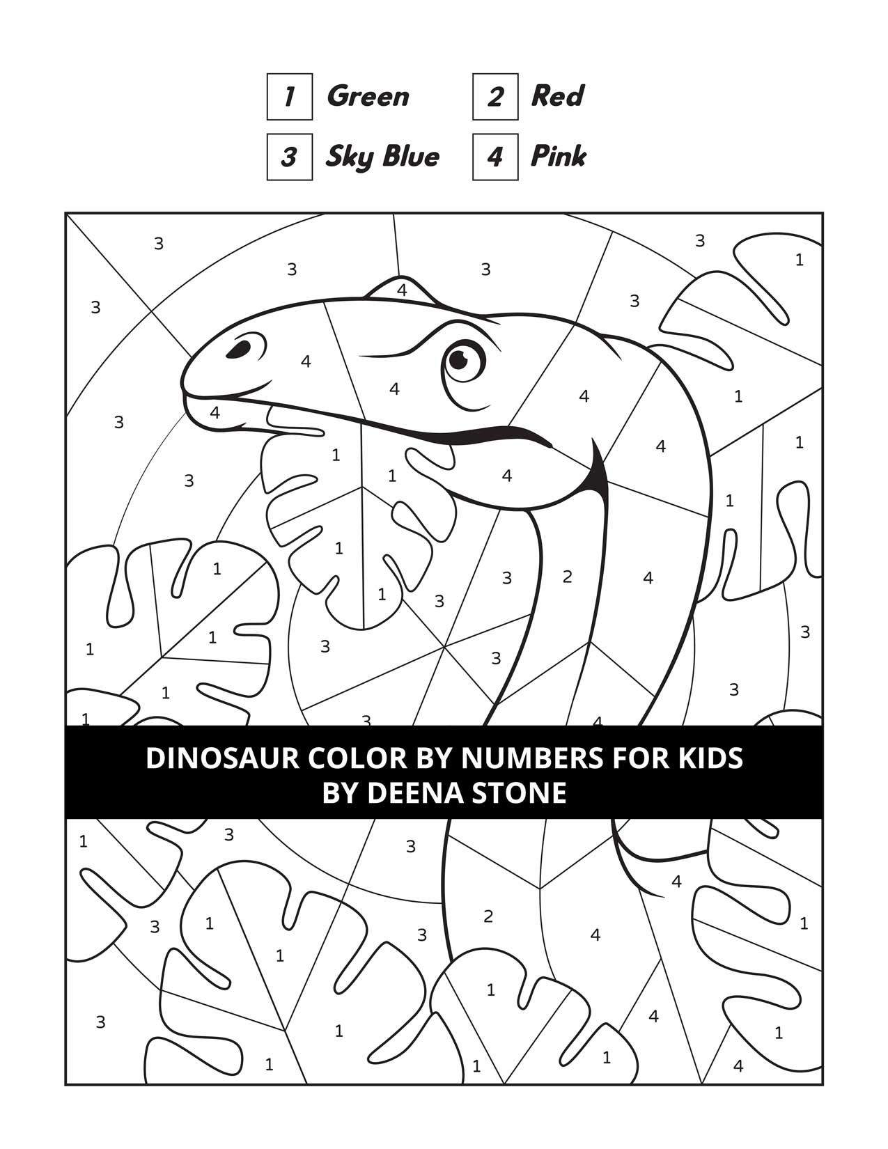 Dinosaur Color By Numbers For Kids - Deena Stone