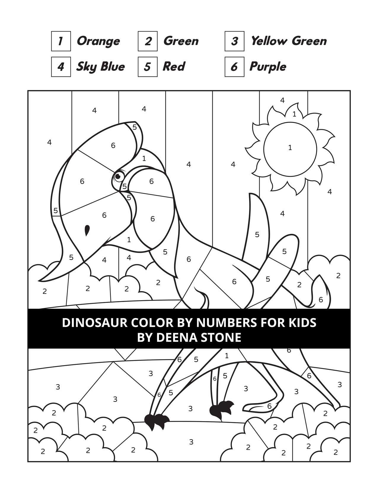 Dinosaur Color By Numbers For Kids - Deena Stone