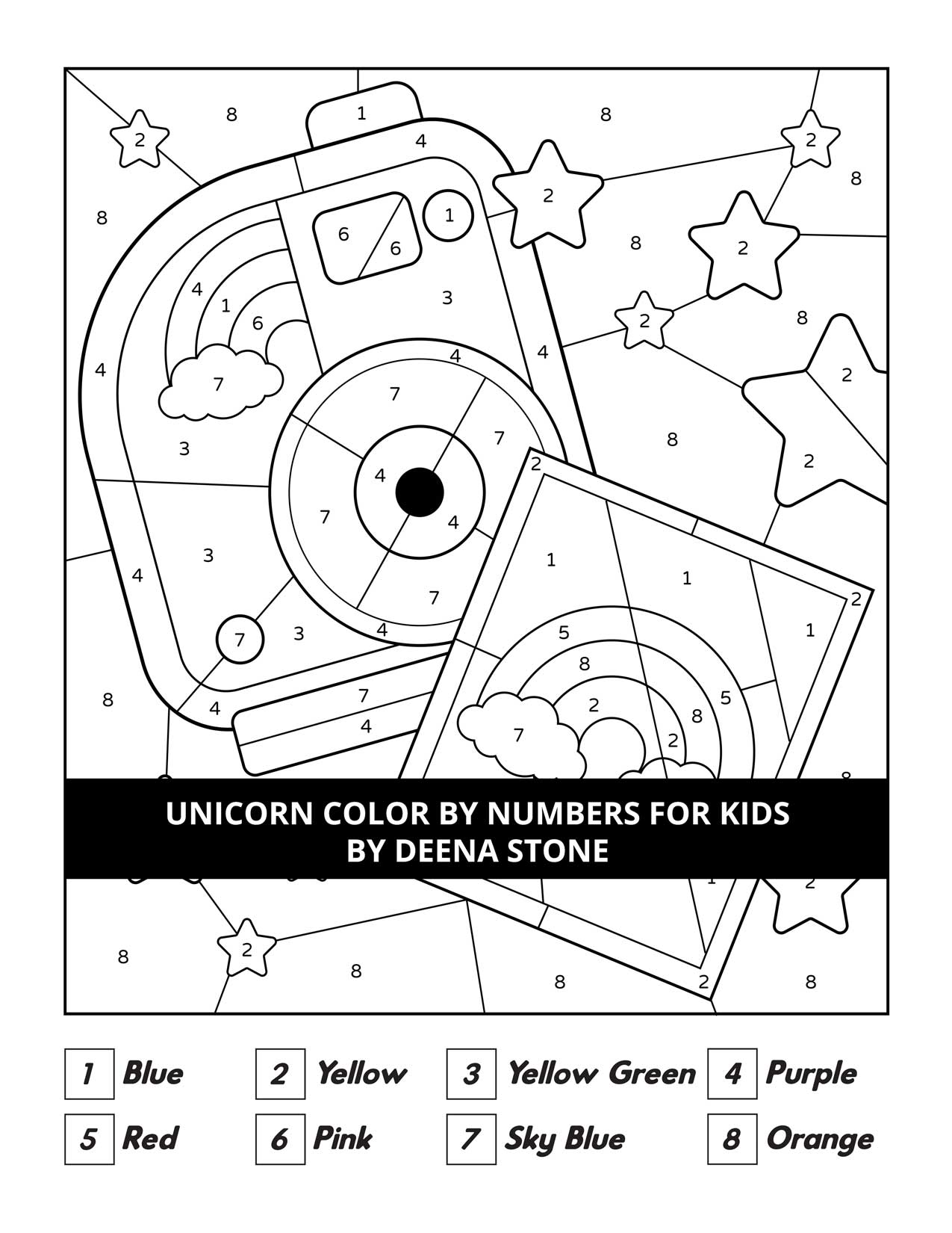 Unicorn Color By Numbers For Kids - Deena Stone