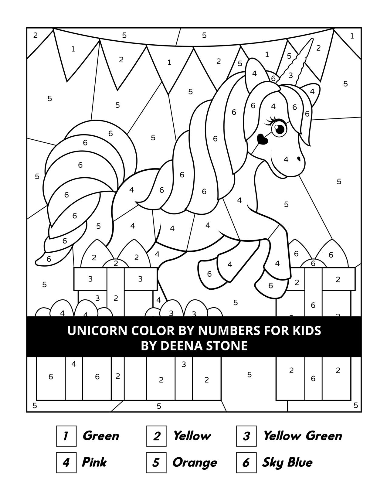 Unicorn Color By Numbers For Kids - Deena Stone