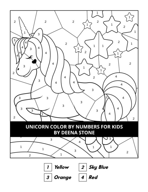 Unicorn Color By Numbers For Kids - Deena Stone