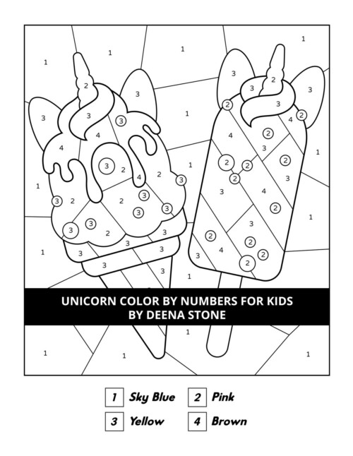 Unicorn Color By Numbers For Kids - Deena Stone