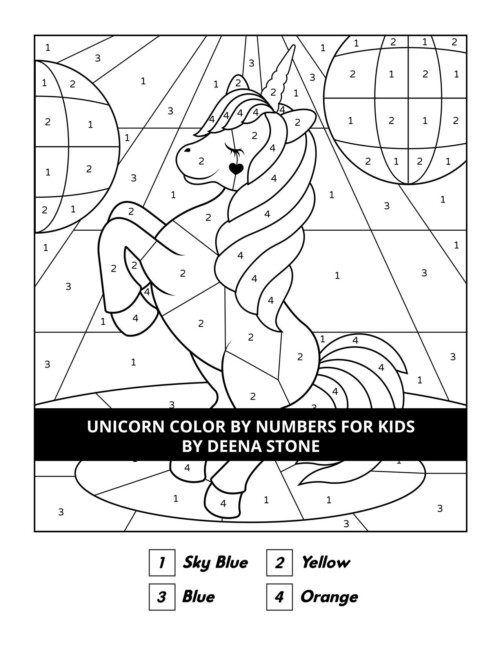Unicorn Color By Numbers For Kids - Deena Stone