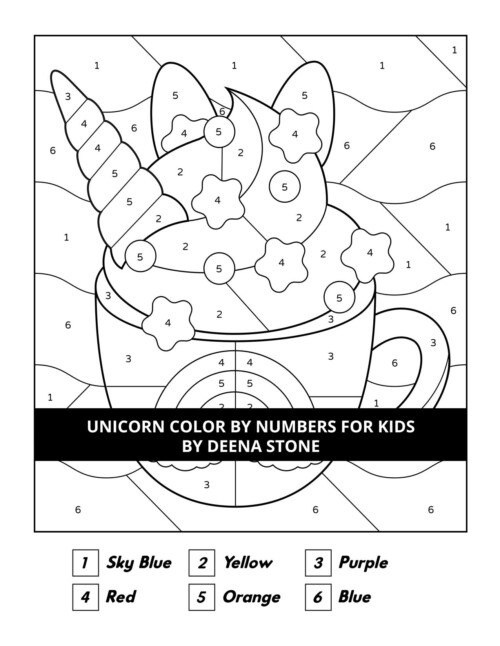 Unicorn Color By Numbers For Kids - Deena Stone
