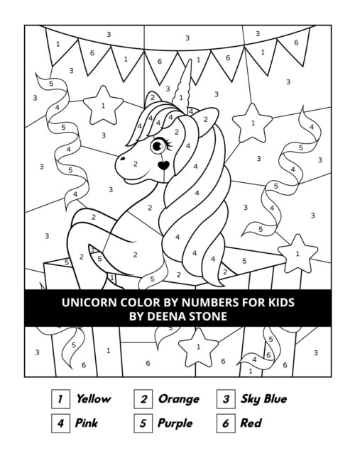 Unicorn Color By Numbers For Kids - Deena Stone