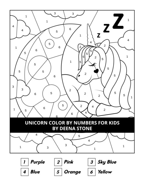 Unicorn Color By Numbers For Kids - Deena Stone