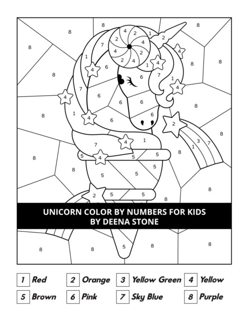 Unicorn Color By Numbers For Kids - Deena Stone